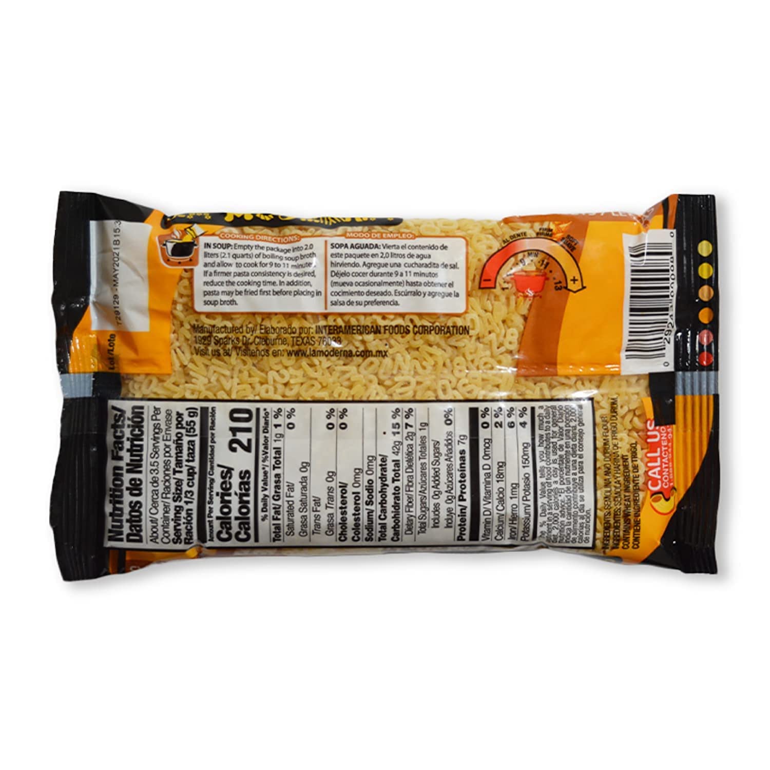 La Moderna Alphabet Pasta, Noodles, Durum Wheat, Protein, Fiber, Vitamins, 7 Oz, Pack of 20
