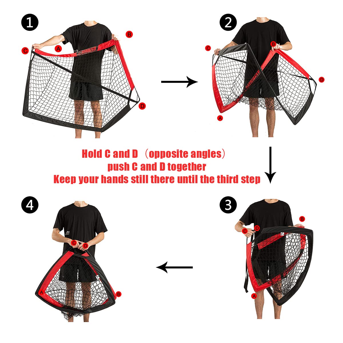 L RUNNZER Portable Soccer Goal, Soccer Nets for Backyard Training Goals for Soccer Practice with Carry Case, 4' x 3'