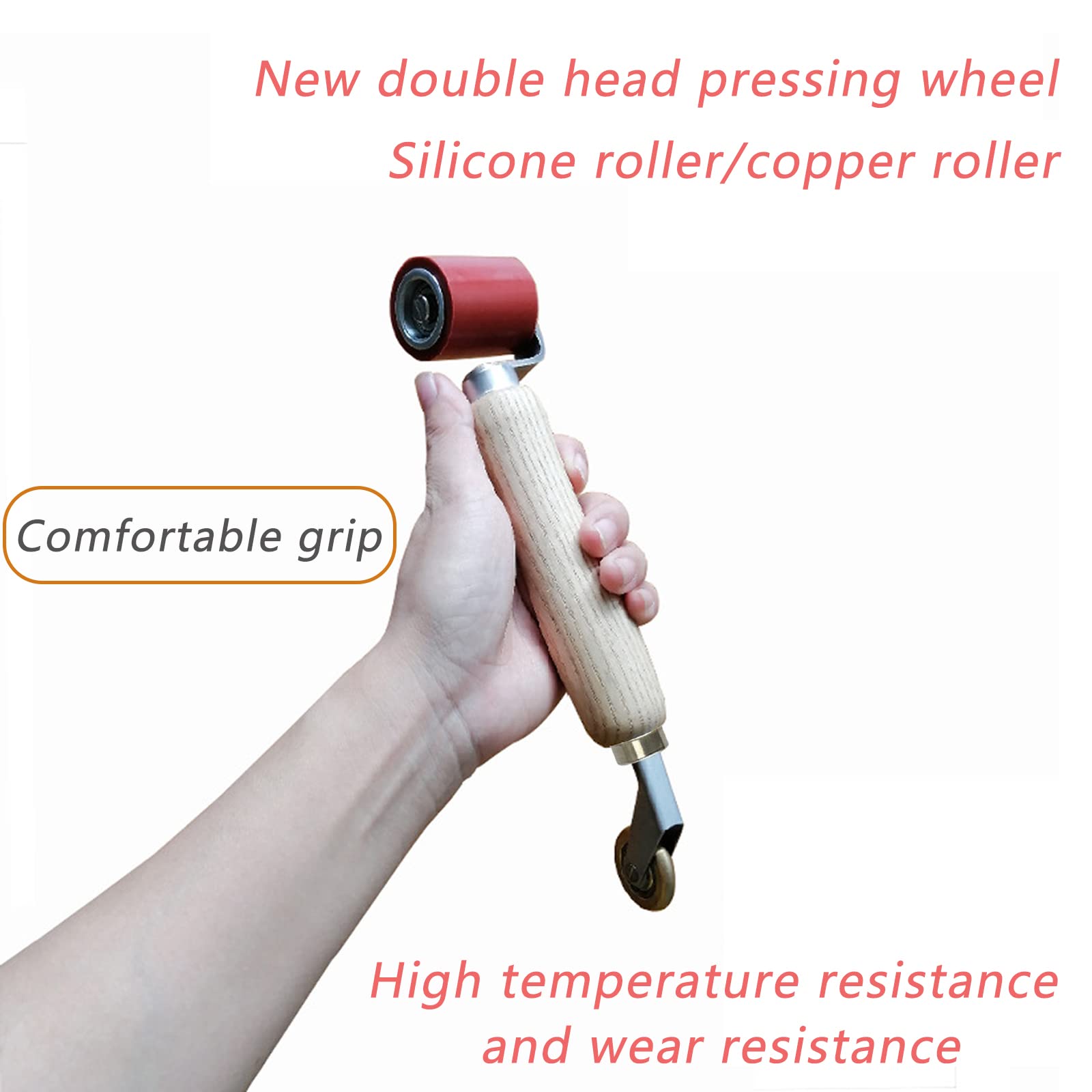 NAUDILIFE Combo Seam Rollers of 40mm Silicone Seam Roller with 6mm Brass Detail Penny Roller for PVC/TPO/EPDM Single Ply Roofing and Tape Hot Air Tools Overlap Welding