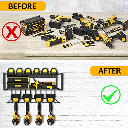 Y2-A Power Tool Organizer Wall Mounted Metal Power Tool Holder Rack Heavy Duty 3-Layer Rustproof Electric Drill Storage Rack Space-saving Power Tool Rack for Garage Workshop Kitchen 16.5 ×6.5 × 4.7in
