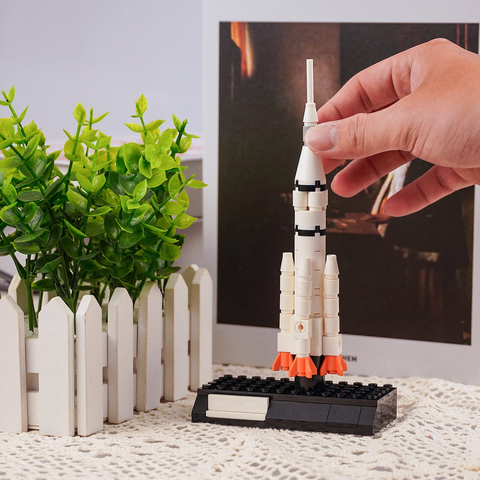 SAIEMNOOET Rockets Ship Launch Building Kit 76Pcs Aerospace Series Space Model Block Science Educational Kids Toys Boy Girl Christmas Gift