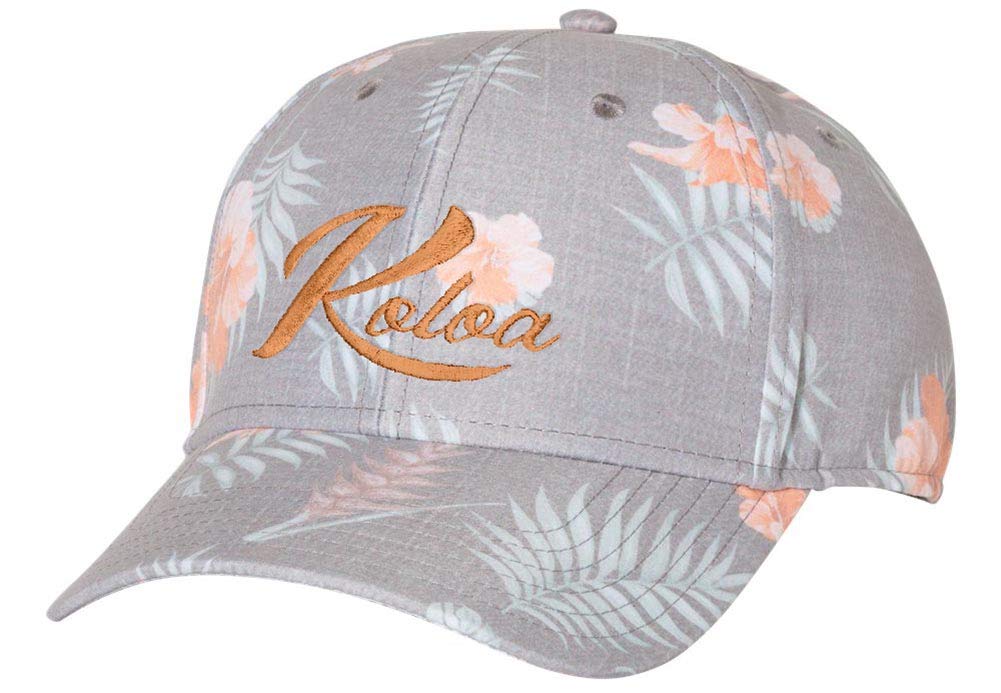 Koloa Surf Company Embroidered Tropical Flowers Print Cap-OS-Grey-Orange/Orange