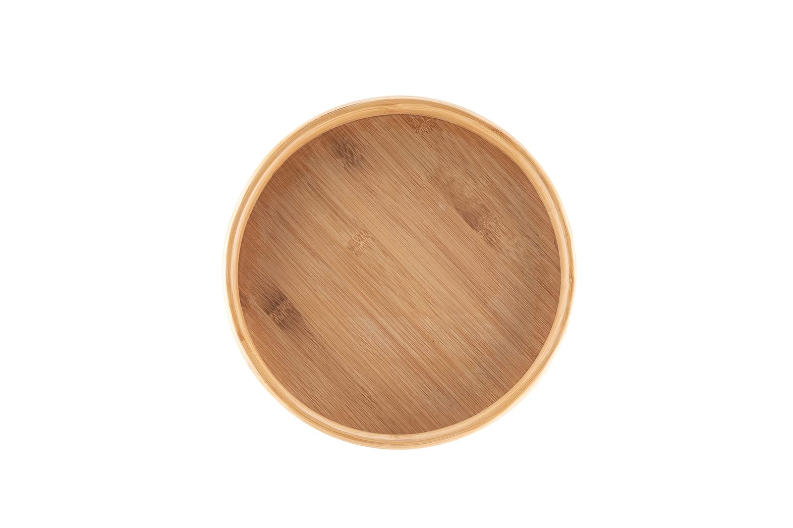 Round Bamboo Serving Tray Without Handles Wooden Breakfast Tray, Large Decorative Food Tray for Ottoman, Coffee Table, Breakfast, Drinks 12 Inches