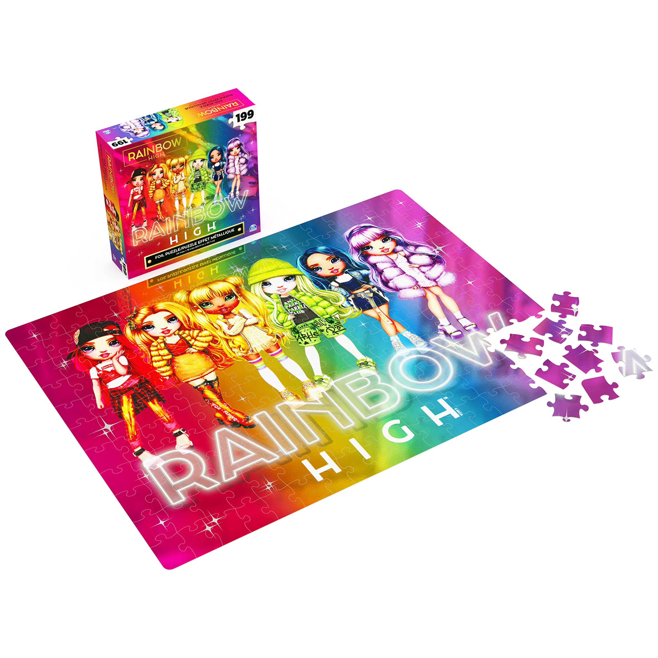 Rainbow High, Foil Jigsaw Puzzle 199-Piece Reflective Abstract Metallic Effect Featuring The Fashionable Dolls, for Kids Ages 8 and up