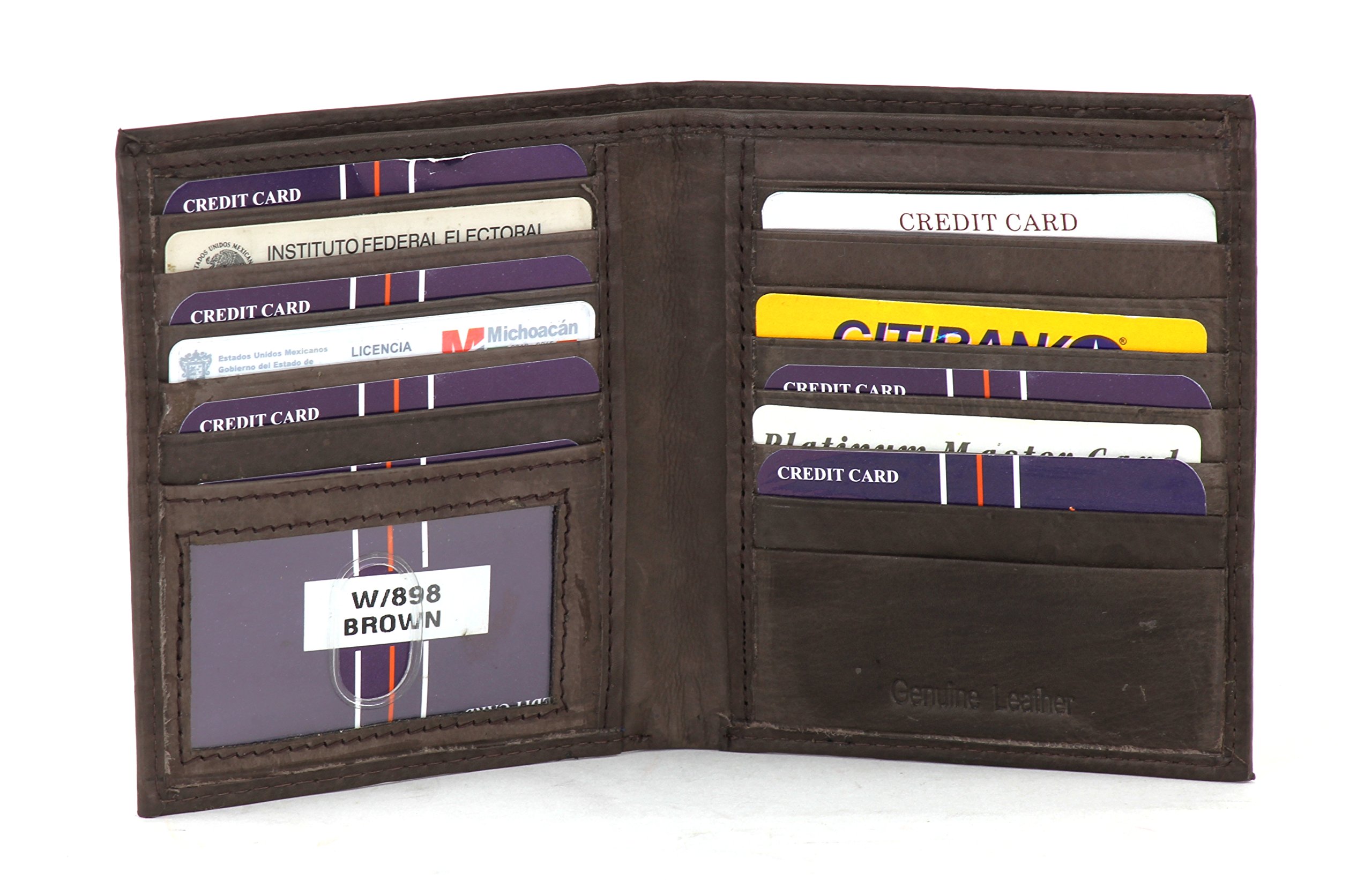 Li RFID Blocking Wallet for Men - Handmade Genuine Leather Wallet with 13 cards, 2 inner, 2 plastic inserts slots, 1 ID Window, 2 Small Coin & 2 cash Pockets - Ageless Men's Wallets (Brown)