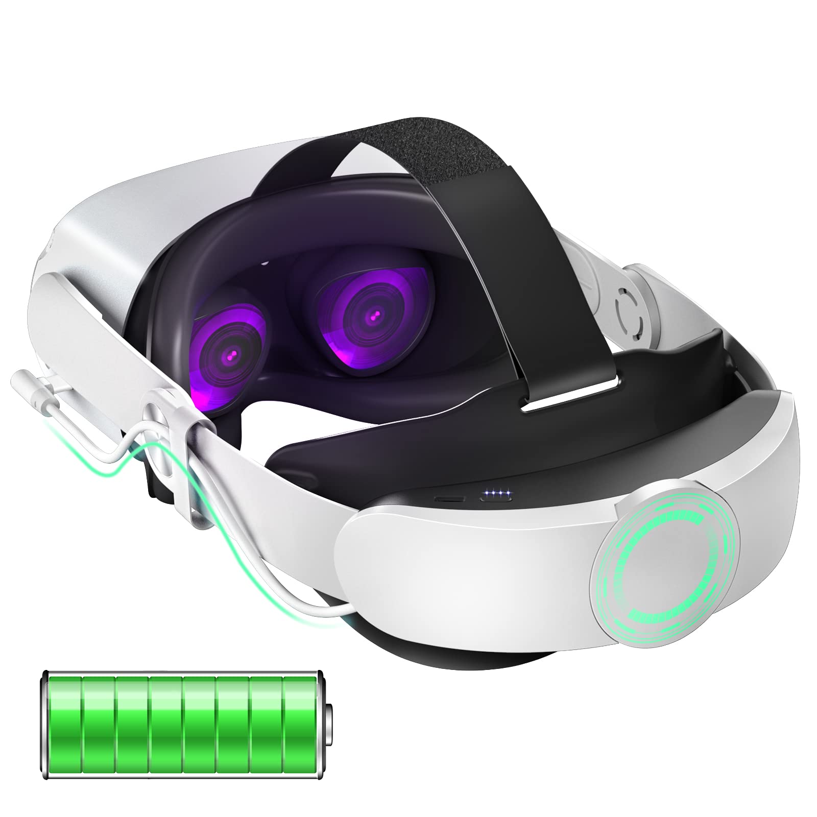 Ursetup 10000mAH Elite Battery Strap for Oculus Quest 2,Enhanced 5X Usage time in VR,Swappable with The Elite Head Strap,Ergonomically Designed Elite Battery Pack,Balance Comfort