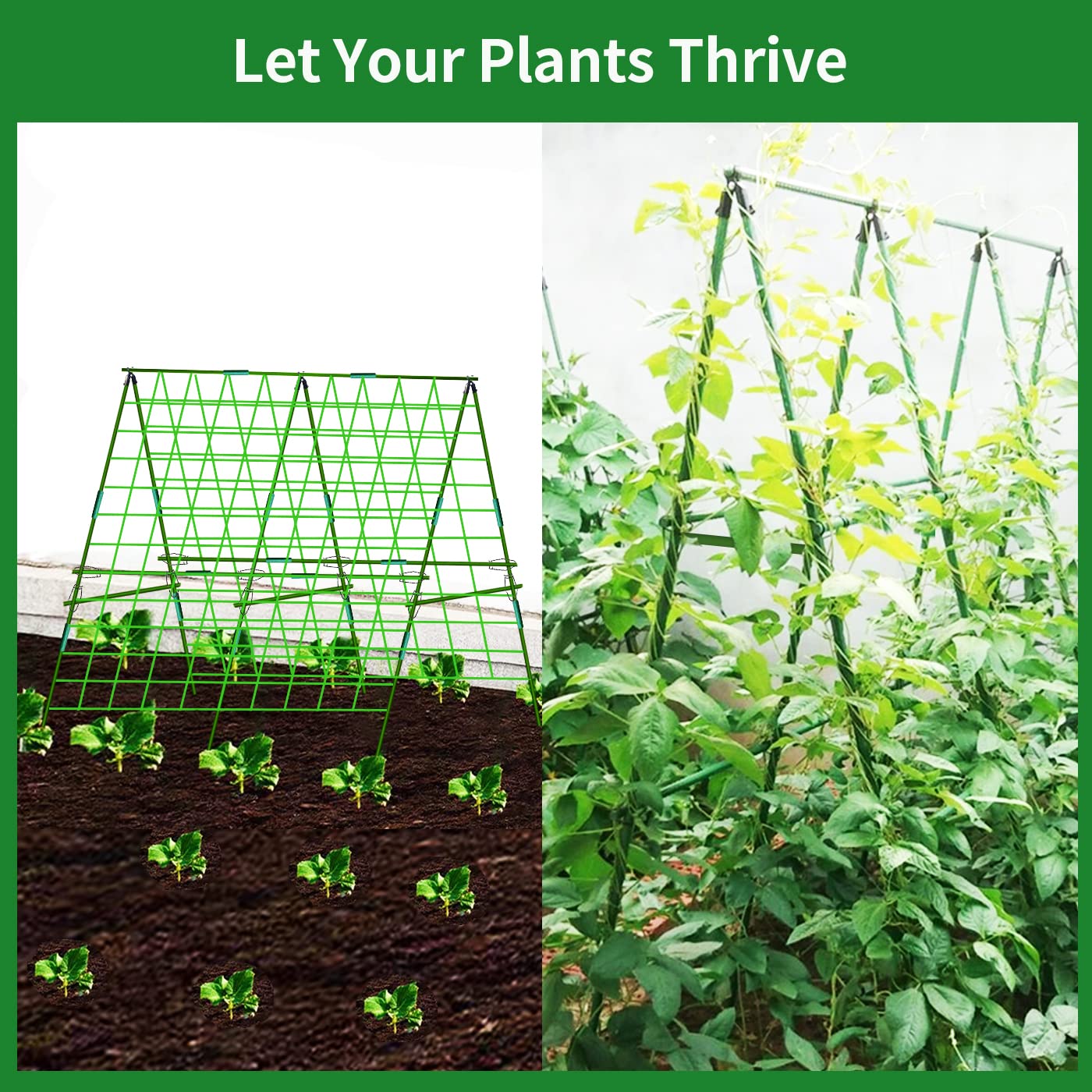 TOCCYARD 48”x 48”Foldable Cucumber Trellis Set, A-Frame Garden Trellis for Climbing Plant Outdoor, Detachable Cucumber Trellis for Raised Bed, Plant Grow Support for Tomato, Squash, Vegetable