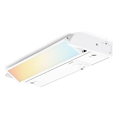 PARMIDA LED Swivel Under Cabinet Lighting, Hardwired or Plug-in Installation, 8 Inch, 6W, 3CCT Color Selectable - 3000/4000K/5000K, Rotatable Lens, Dimmable, Linkable, 120V, 360LM, White