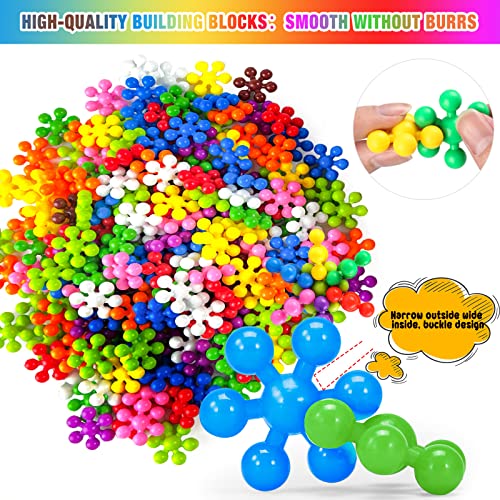 Singking 400 Pcs Building Blocks Stem Toys,Snowflake Building Blocks Set,Educational Building Interlocking Solid Plastic Toys for Preschool Kids Boys & Girls Aged 3+