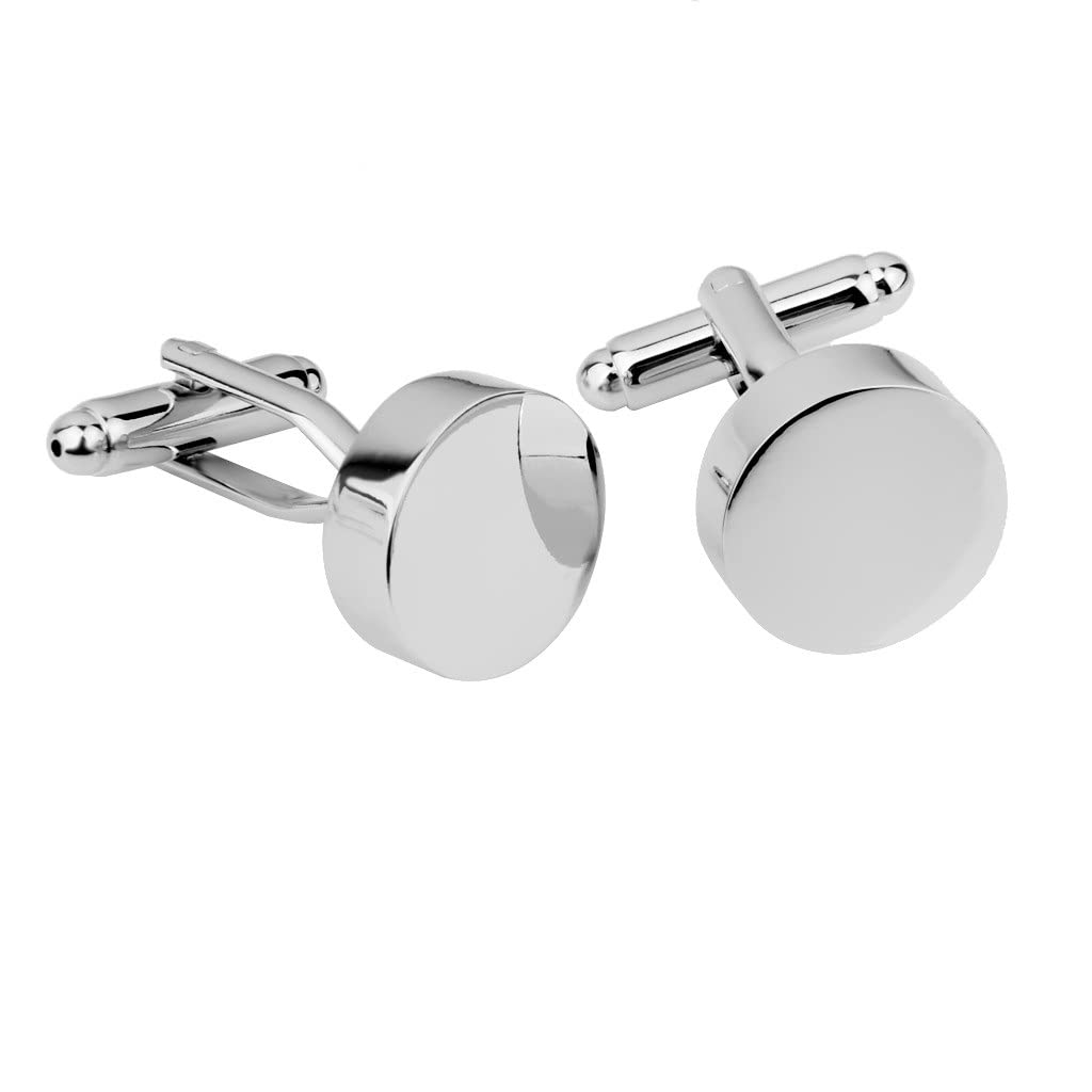Round Stainless Steel Cufflink for Men Groom Shirt Suit Wedding Cuff Links (Color : A, Size : One Size) (A One Size)