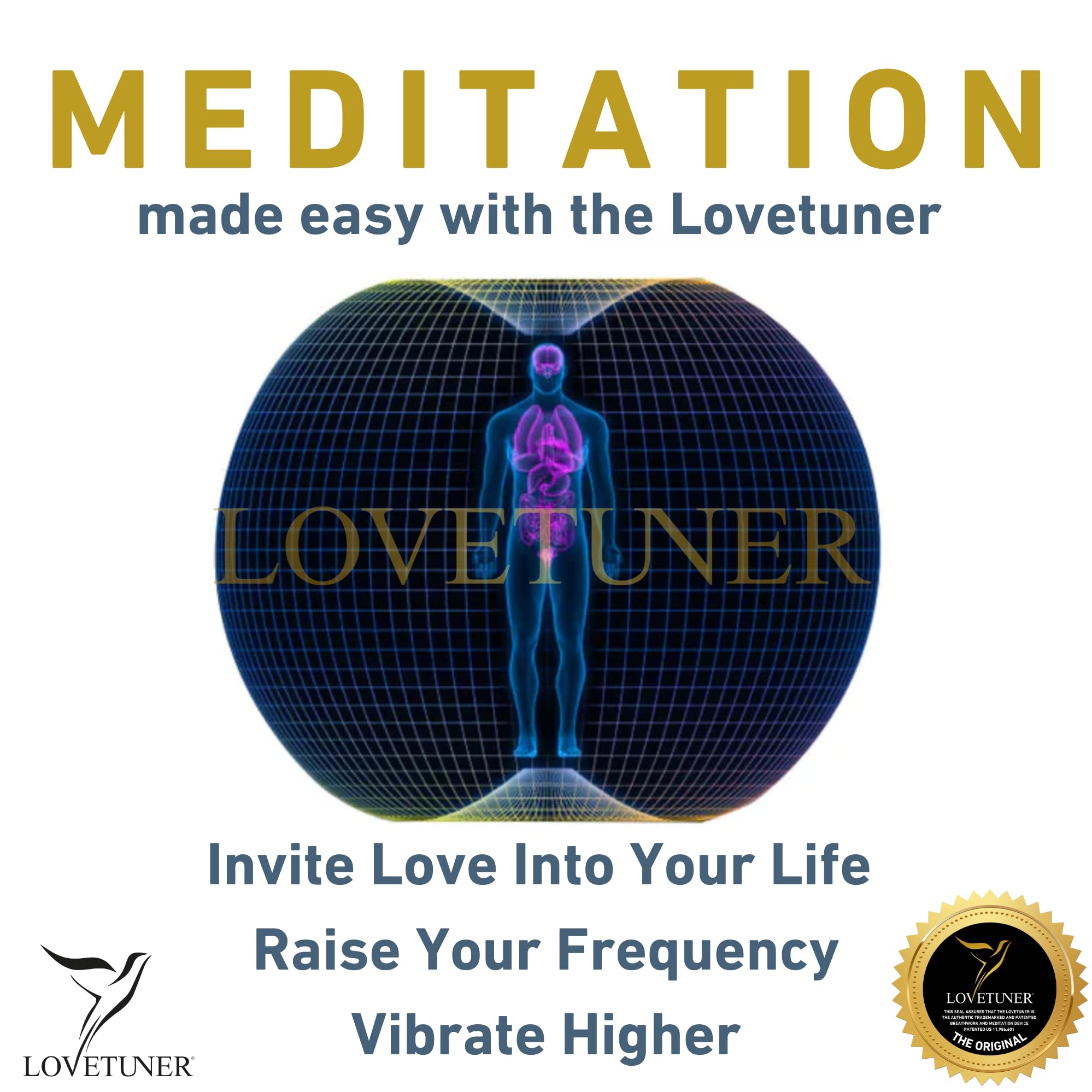 LOVETUNER Meditation Tuning Necklace 528 hz Frequency of Love | Mindfulness Device for Anxiety & Stress Relief (Waxed Cord Bronze)
