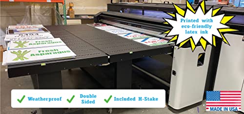 Two Pack Custom + Personalized 18x24" Horizontal Yard/Lawn Sign (Outdoor, Weatherproof Corrugated Plastic) Steel H-Stake Included, by Legit Fast Printing, Choose from 5, 10, 20, 25 or 50 pack