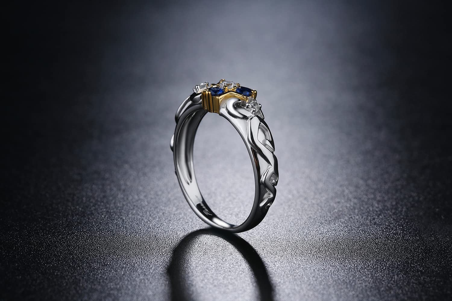 Purreen Zelda Zora's Sapphire Ring 18K Gold & Rhodium Plated Sterling 925 Silver β 5