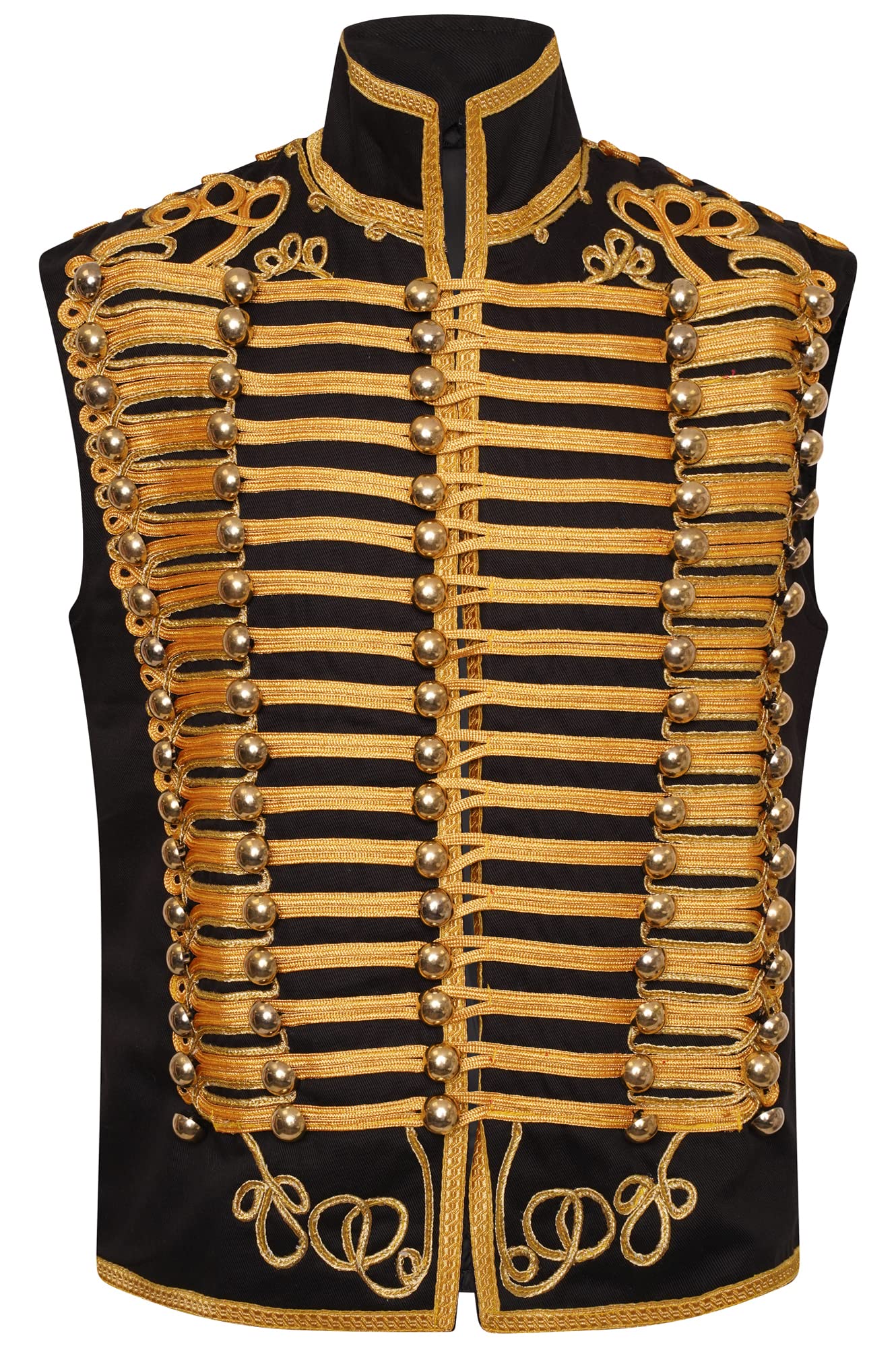 Ro Rox Sleeveles Jacket Adam Men's Military Marching Band Drummer Music Festival, Black, 3XL