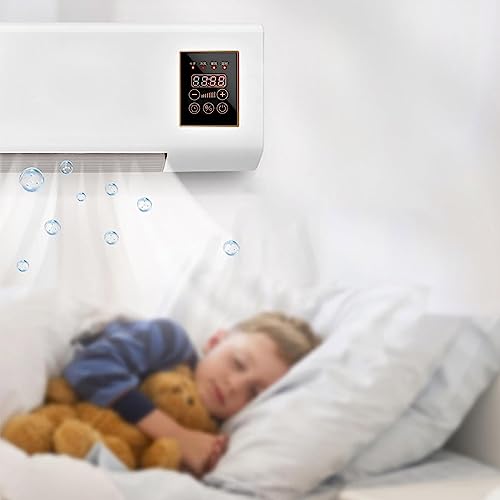 VKEKIEO Small Air Conditioners Fan Wall Mounted Mini Cooling and Heating Air Conditioner fan Remote Control Portable Cooler Fan and Heater Combo Home Bathroom Bedroom Office Room Light White
