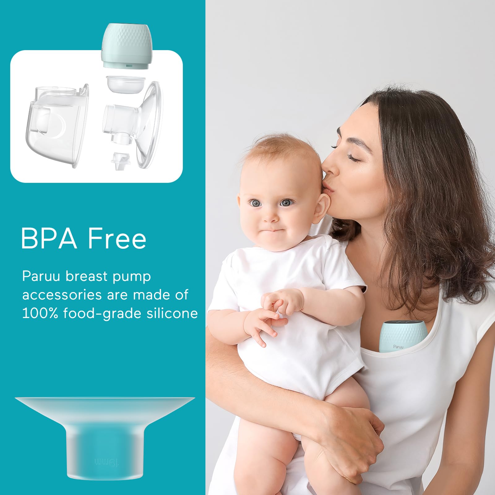 Paruu R12 Flange Insert 19mm, Original Breast Pump Parts, Wearable Breast Pump Replacement Accessories, 2 Pack