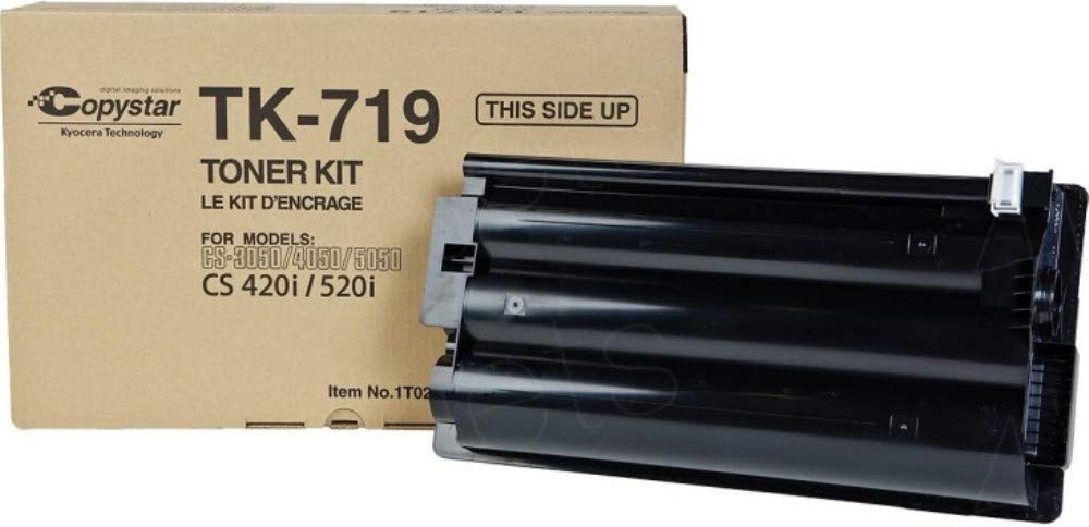Kyocera 1T02GR0CS0 Model TK-719 Black Toner Kit For use with Kyocera CS-3050, CS-4050, CS-5050, CS-420i and CS-520i Monochrome Multifunctional Printers; Up to 34000 Pages Yield at 5% Coverage