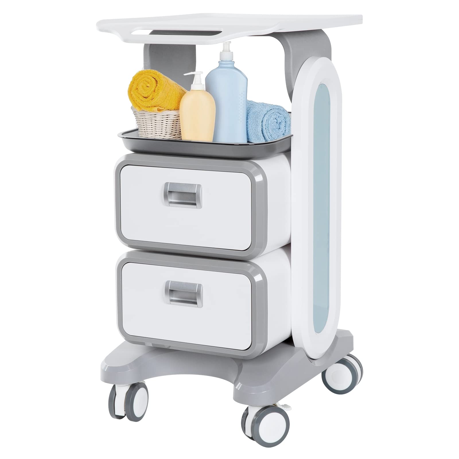 Mobile Medical Trolley Cart 130 Lbs Load Portable Professional Cart for Ultrasound Imaging Scanner Vehicle Beauty Storage Cart with Drawers Tool Tray Wheels for Home Hospital Office Medical Clinic
