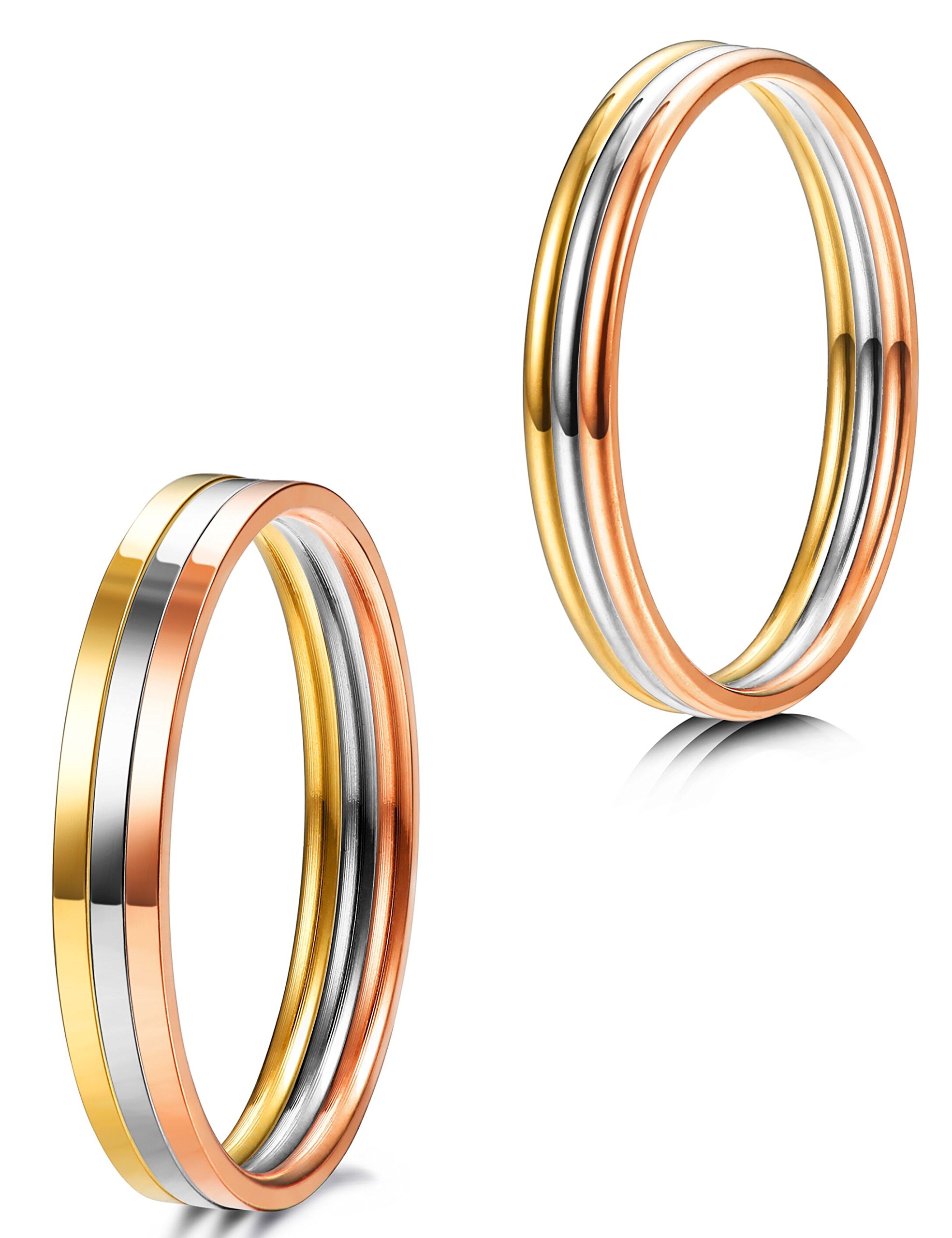 LOYALLOOK 1mm Stainless Steel Women's Plain Band Stacking Midi Rings Comfort Fit Wedding Band Ring 6pcs 8#