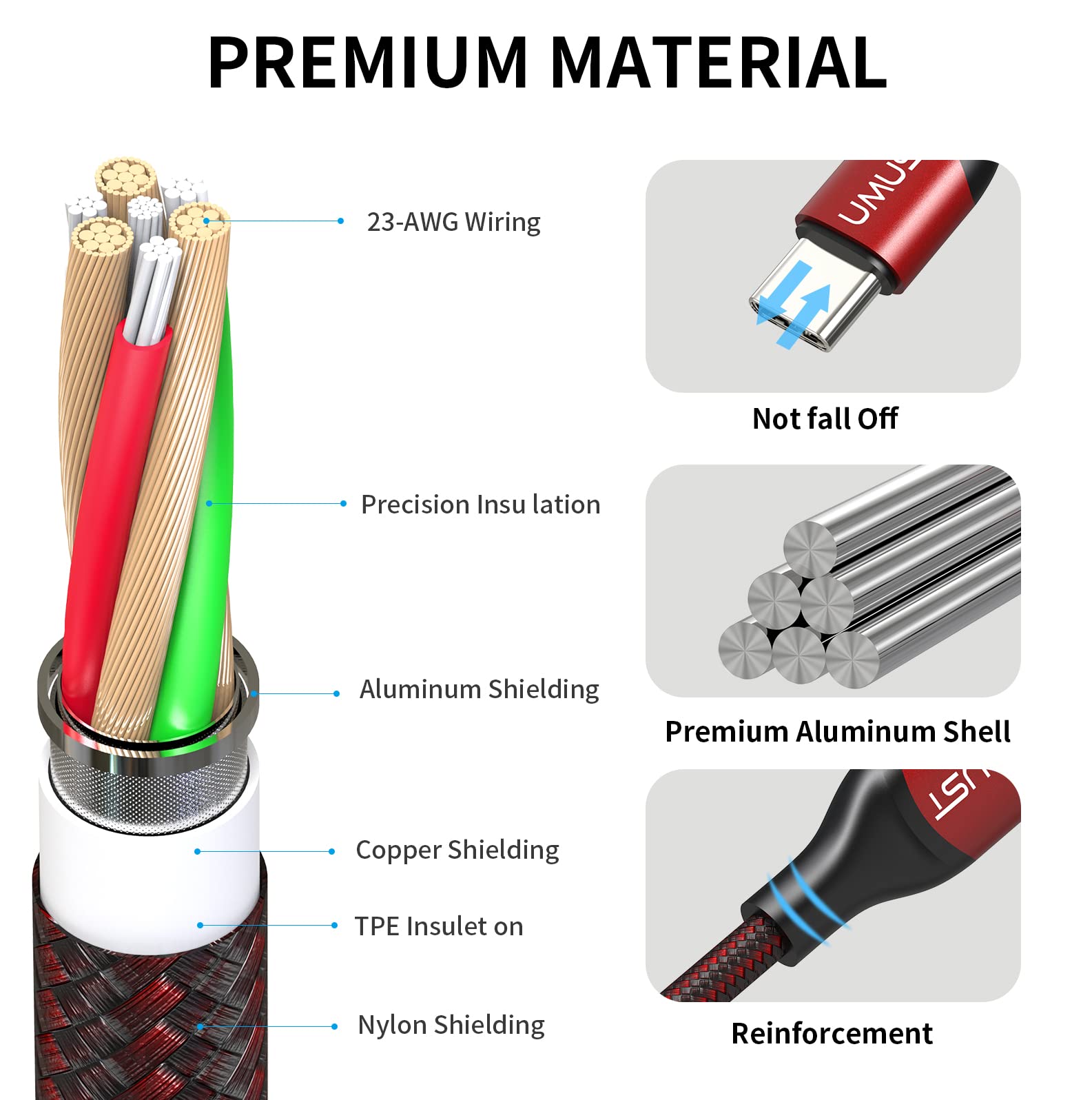 UMUST USB C to USB C Cable 60W,[3Pack 6.6/3.3/1ft] Type C to Type C PD Fast Charger Cable, USB Type-c Cable for MacBook Pro2021/Air M1/iPad Pro2021/Samsung Galaxy S21/Switch/Pixel/LG(Red)