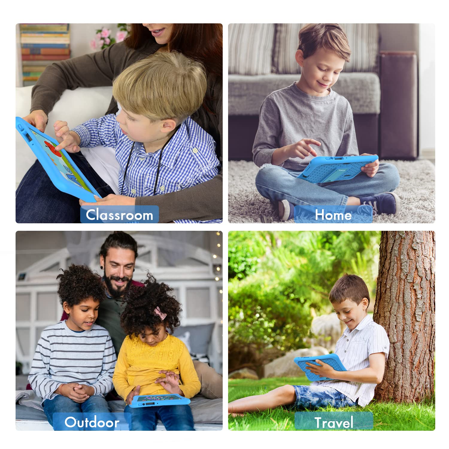 VIAZTECH Kids Tablet 7 inch 32GB Android Tablet 2GB for Toddlers,Quad Core Processor WiFi Educational Parental Control Pre-Installed Kid App with Kids Tablet Case for Boys Blue
