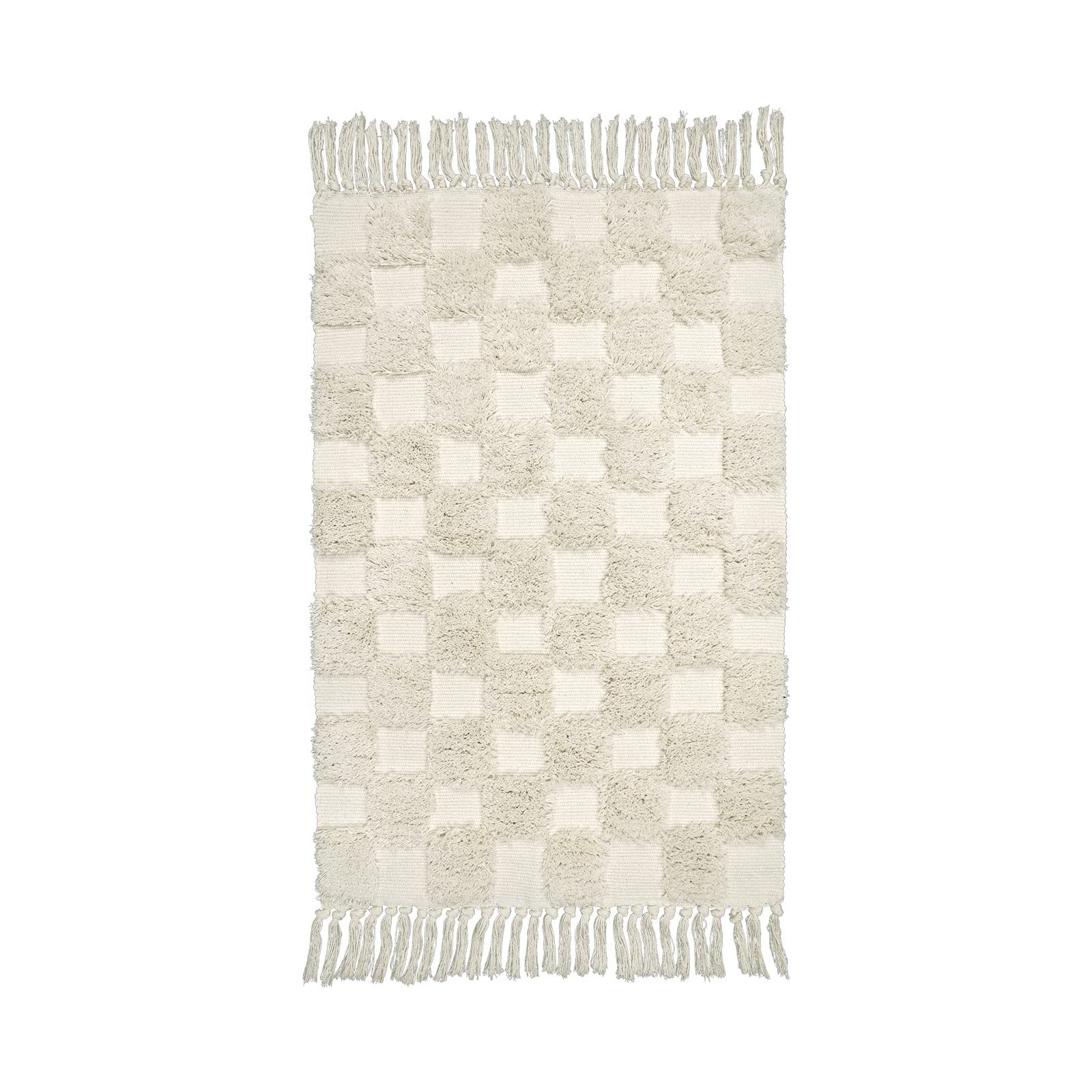 Lahome Checkered Boho Bathroom Rugs, Small 2x3 Rug Checkered Bath Mat Farmhouse Kitchen Rug Washable Tufted Rug with Tassels, Non-Shedding Neutral Woven Beige Rug Indoor Carpet for Bedroom Table