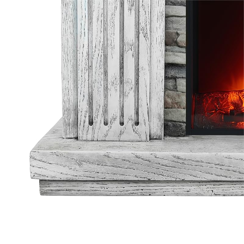 LIVILAND 48" Magnesium Oxide Freestanding Electric Fireplace - Antique White