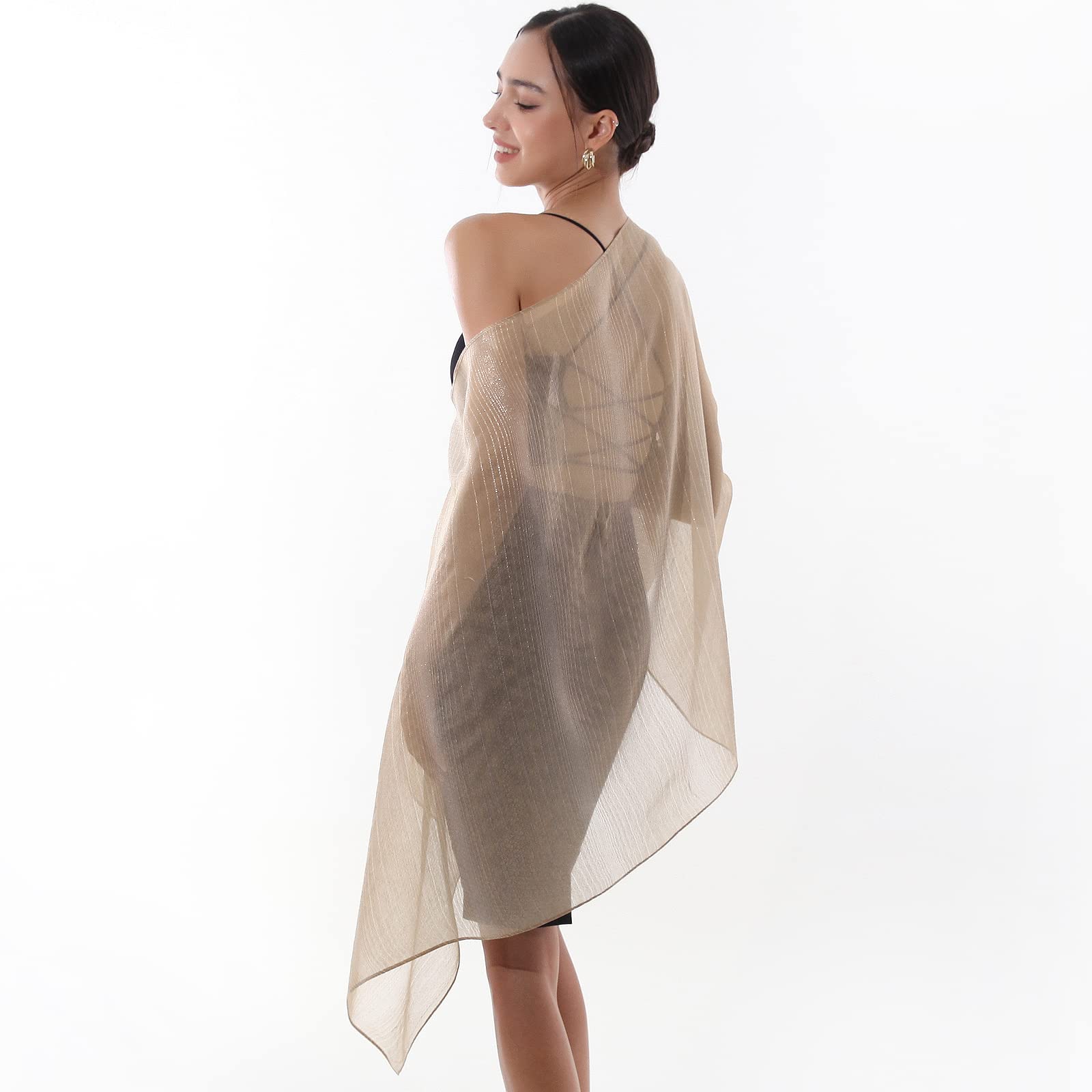 RIIQIICHY Womens Scarf Camel Pashmina Shawls and Wraps for Evening dresses Sheer Shawl for Weddings