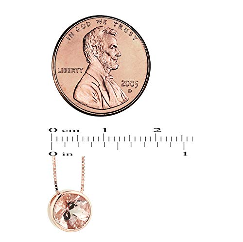 Natural Morganite Bezel-Set Solitaire Pendant Necklace, 18" Box Chain in 14k Rose Gold (7.0mm)
