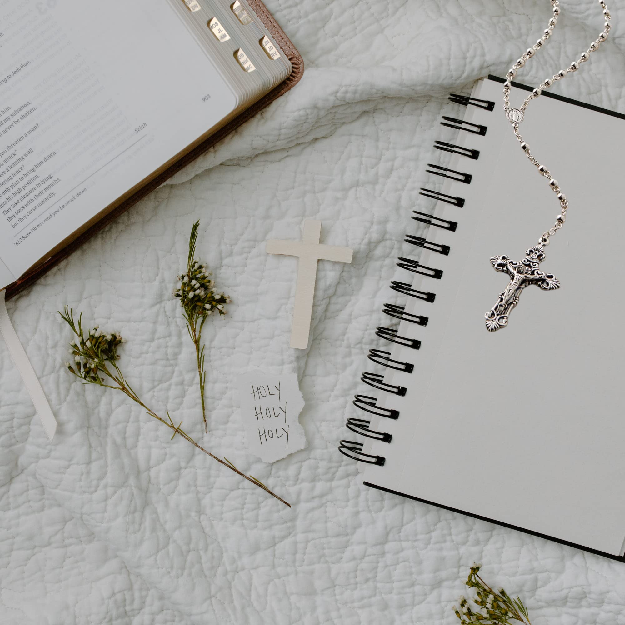 Simple Metal Necklace Rosary, Religious Devotional Jewelry, Classic Crucifix on Beaded Chain, Gift for Loved Ones, & More, 12 Inches, 4 Millimeter Beads