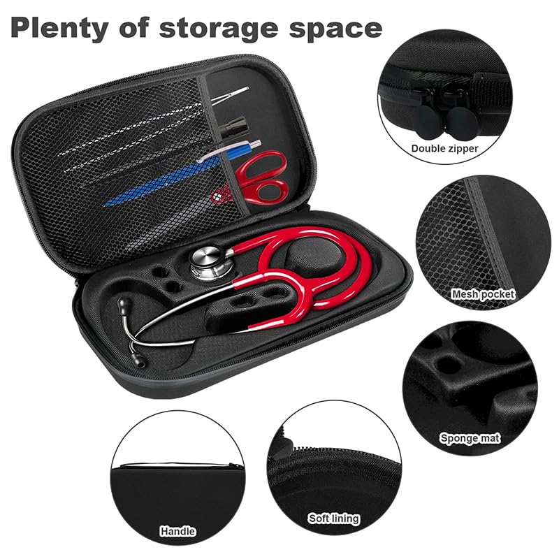 YAMSLAM 1 PC Portable Stethoscope Case Storage Box Shockproof Lightweight Stethoscope Organizer Bag EVA Hard Carrying Bag Protective Case