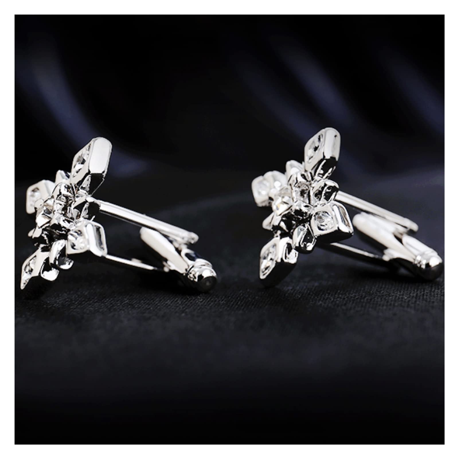 Snowflake Metal Cut Face Cufflinks Men's Shirt Cuff Nails Crystal Platinum Plated Gift Box (Color : A, Size : One Size) (A One Size)