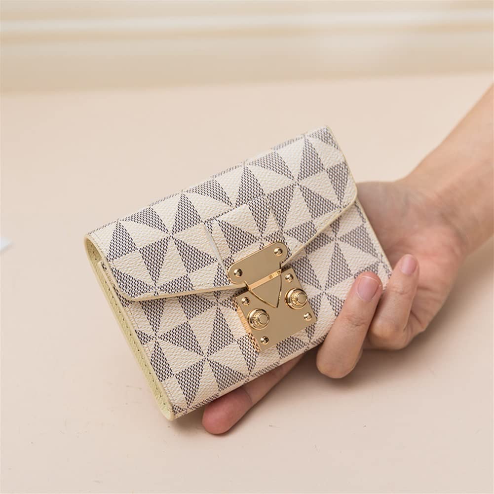 RSJYS Women's Short Multi-Card Anti-Degaussing Folding Wallet (Color : White, Size : One Size)