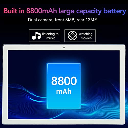 Tablet 10 inch for 11, 6GB RAM 256GB ROM Octa Core Processor Dual Band 5G WiFi Kids Tablet PC with Dual Sim Card, 8800mAhmah Lithium Battery, Front 8MP Rear 13MP