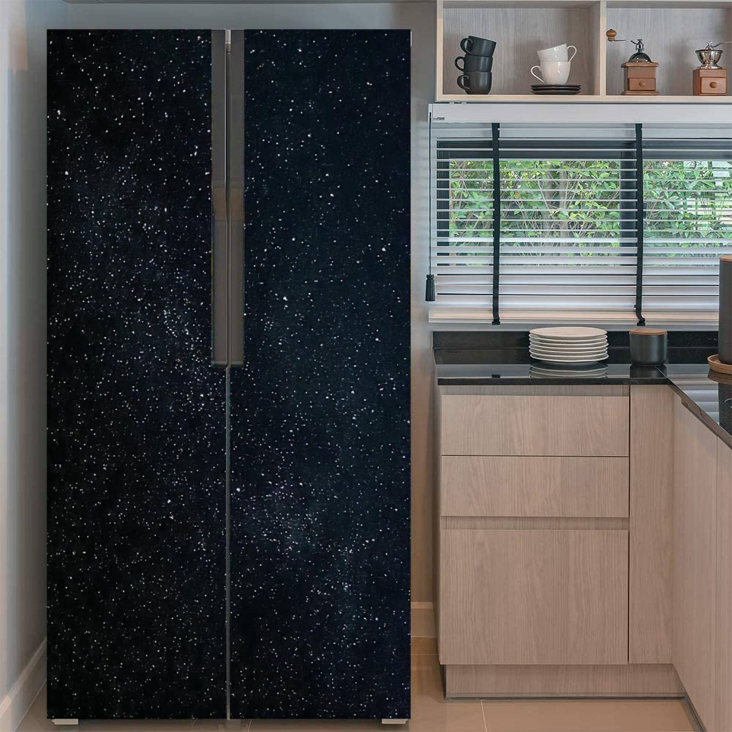 Self Adhesive Vinyl Refrigerator Wrap Set Very Sky Door Mural Sticker Removable Fridge Sticker Full Door Cover Peel and Stick Kitchen Decor