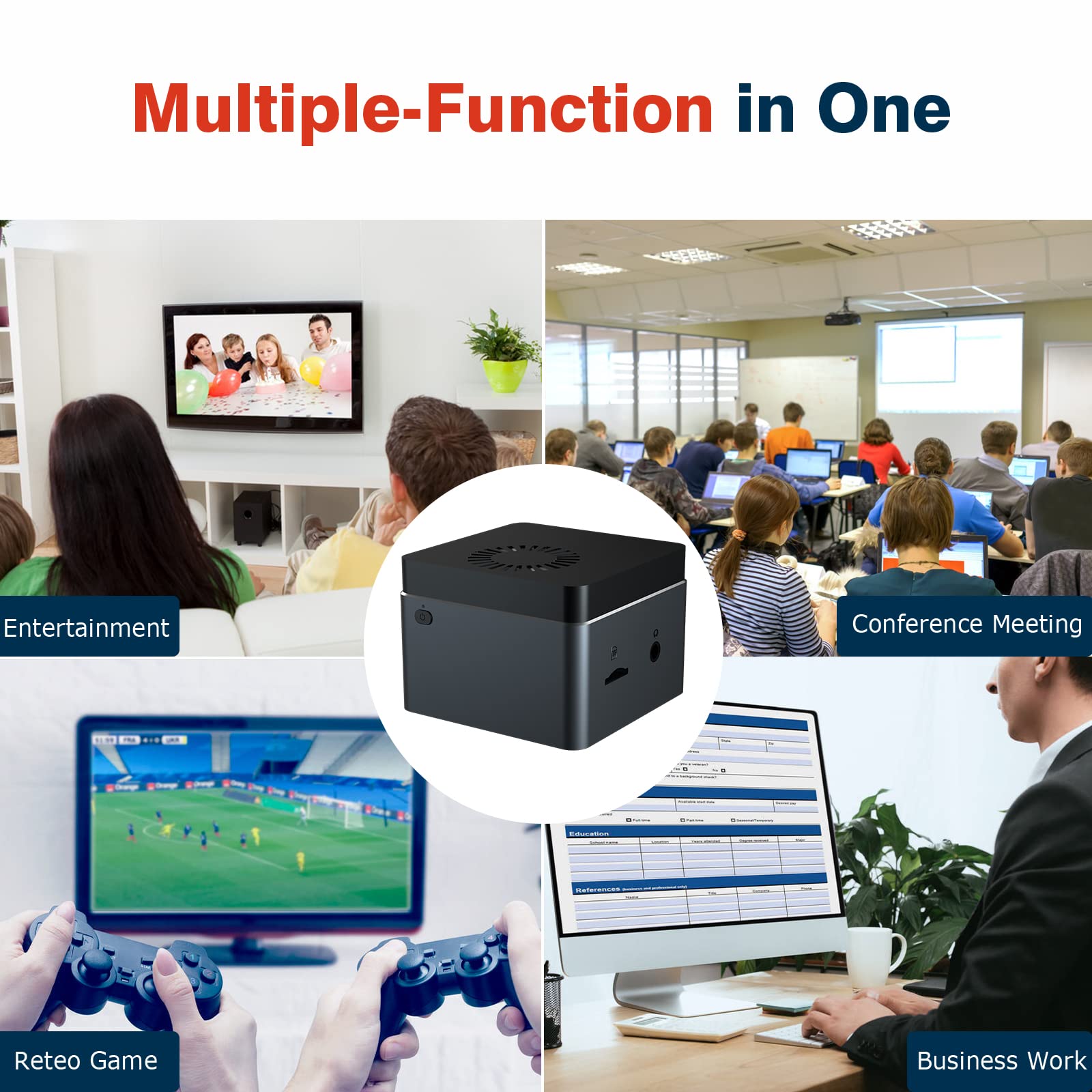Kinhank Super Console X PC Mini Retro Game Console Built-in 71000+ Games,Intel Celeron J4125 Quad Core Win11 Pro&Batocera 33 Systems Desktop Computer Support 4K UHD Dual Sreen Display,2 Beton Gamepads