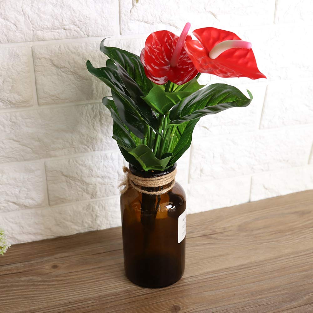 NCONCO Plastic Artificial Plant Flowers, Red Anthurium Flowers Bouquet for Wedding Home Garden Decor