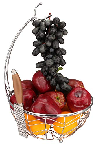ROSYLINE Fruit Basket Banana holder, Elegant Fruit Bowl with Banana Tree Hanger (Chrome Finish)