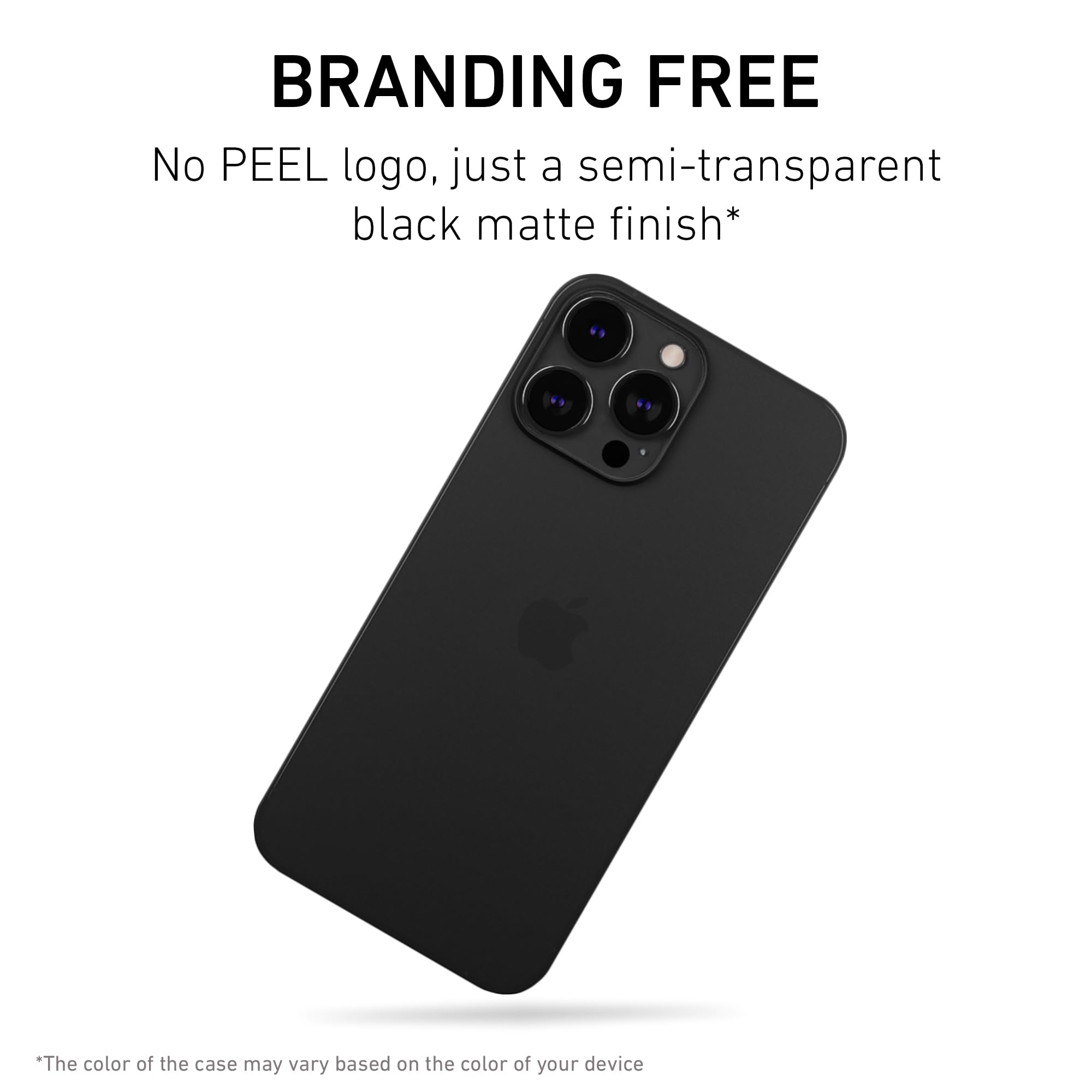 PEEL Original Super Thin Case Compatible with iPhone 13 Pro Max (Black) - Sleek Minimalist Design, Branding Free, Ultra Slim - Protects & Showcases Your Device