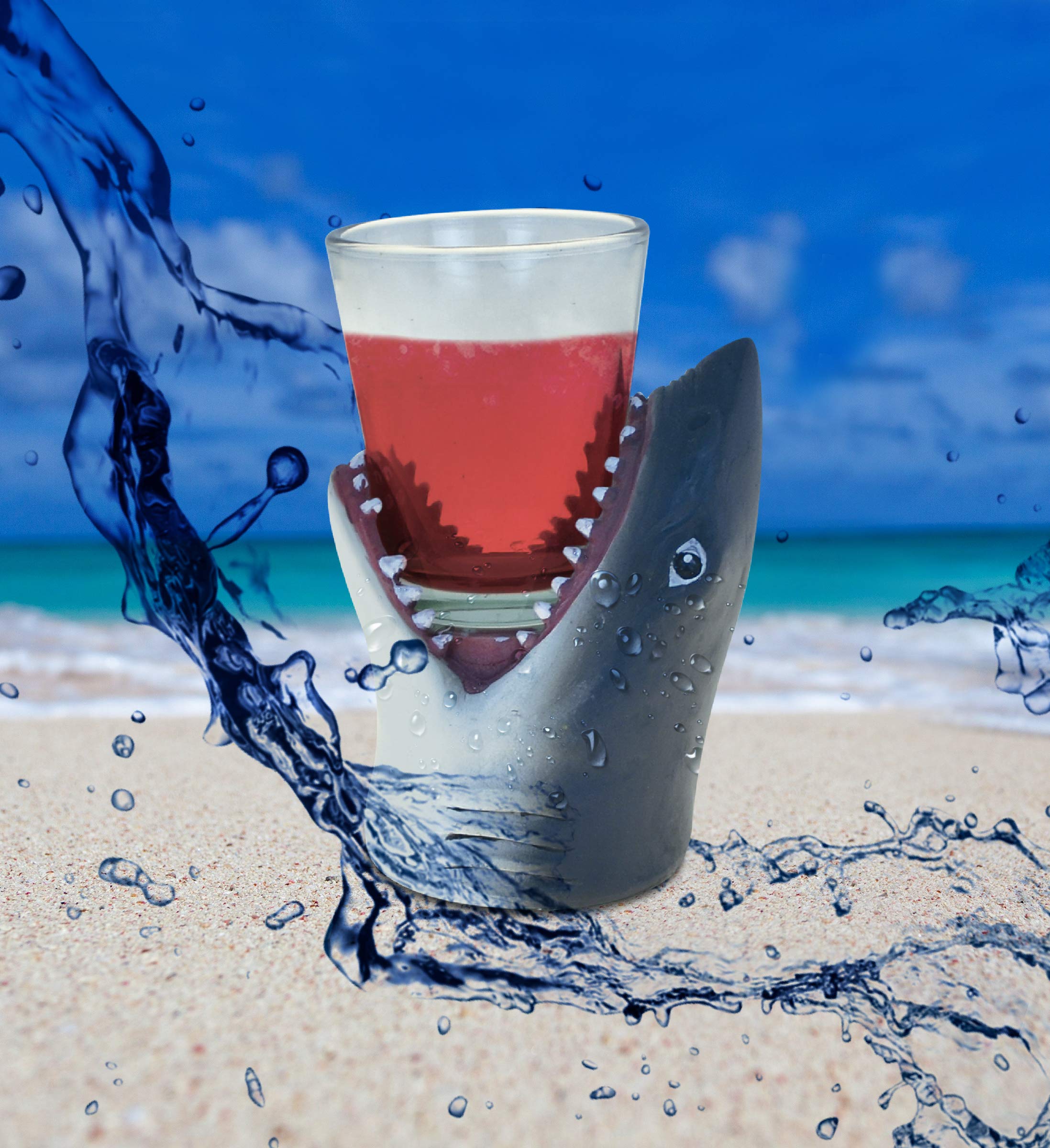 Puzzled Cool Shark Head Shot Glass - Novelty Glassware Home And Bar Liquer Accessory, Fun Ocean Life Shooter for Espresso And Alcohol Drinks - 4 Inches