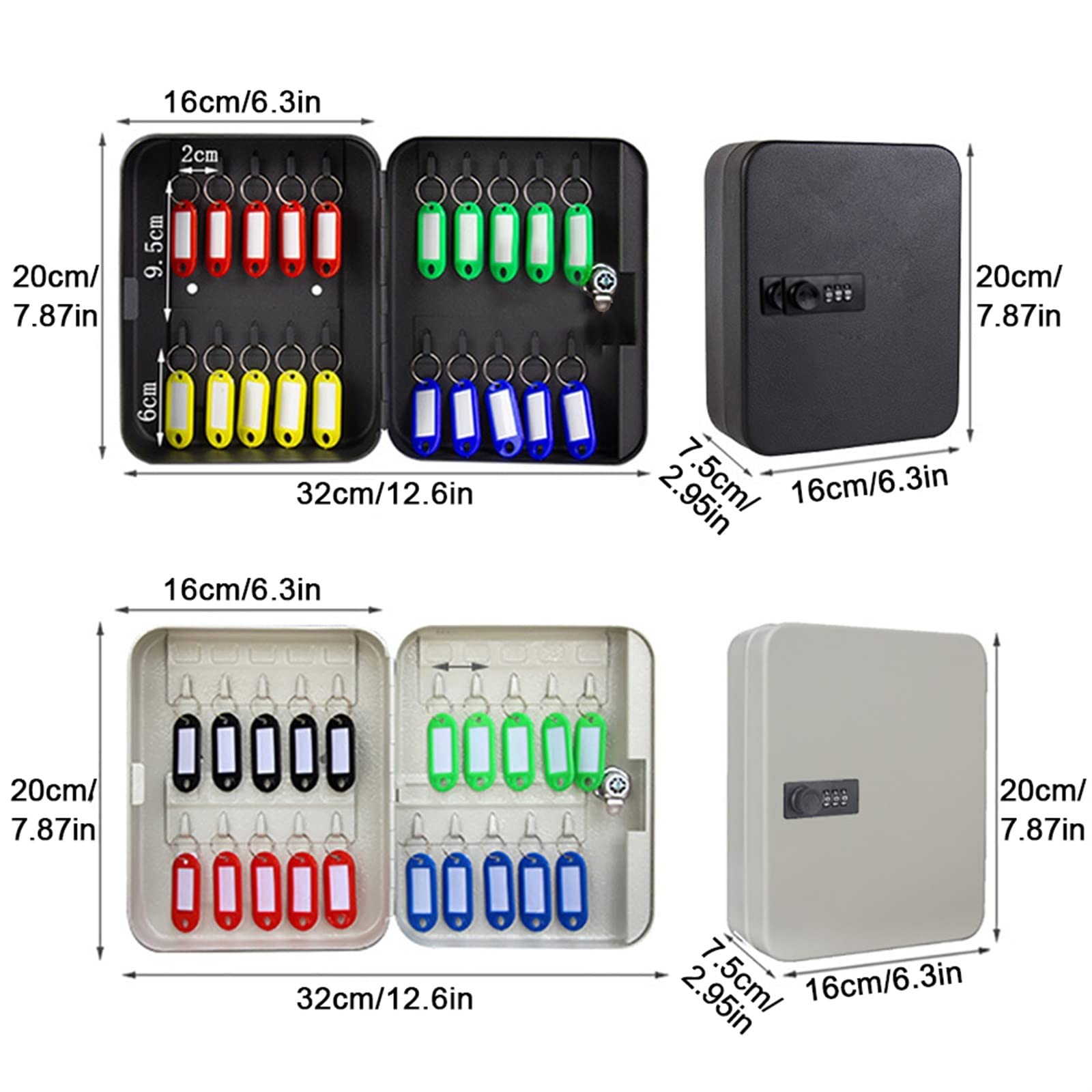 RORUN Small Safe Combination Lock Password Resettable Code Home Key Safe Box Storage Cabinet Organizer Car Indoor Outdoor Wall Mounted Lockable