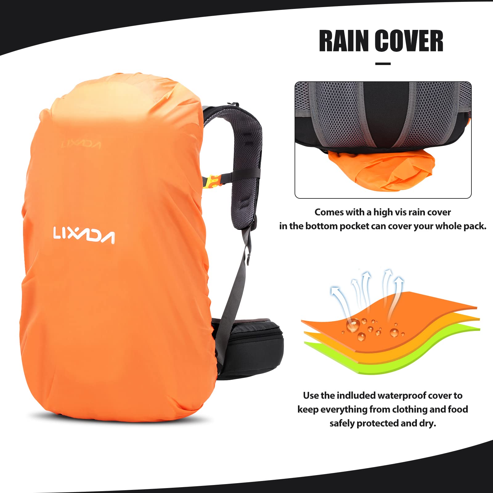 Lixada Men's Hiking, 50L-Black, L