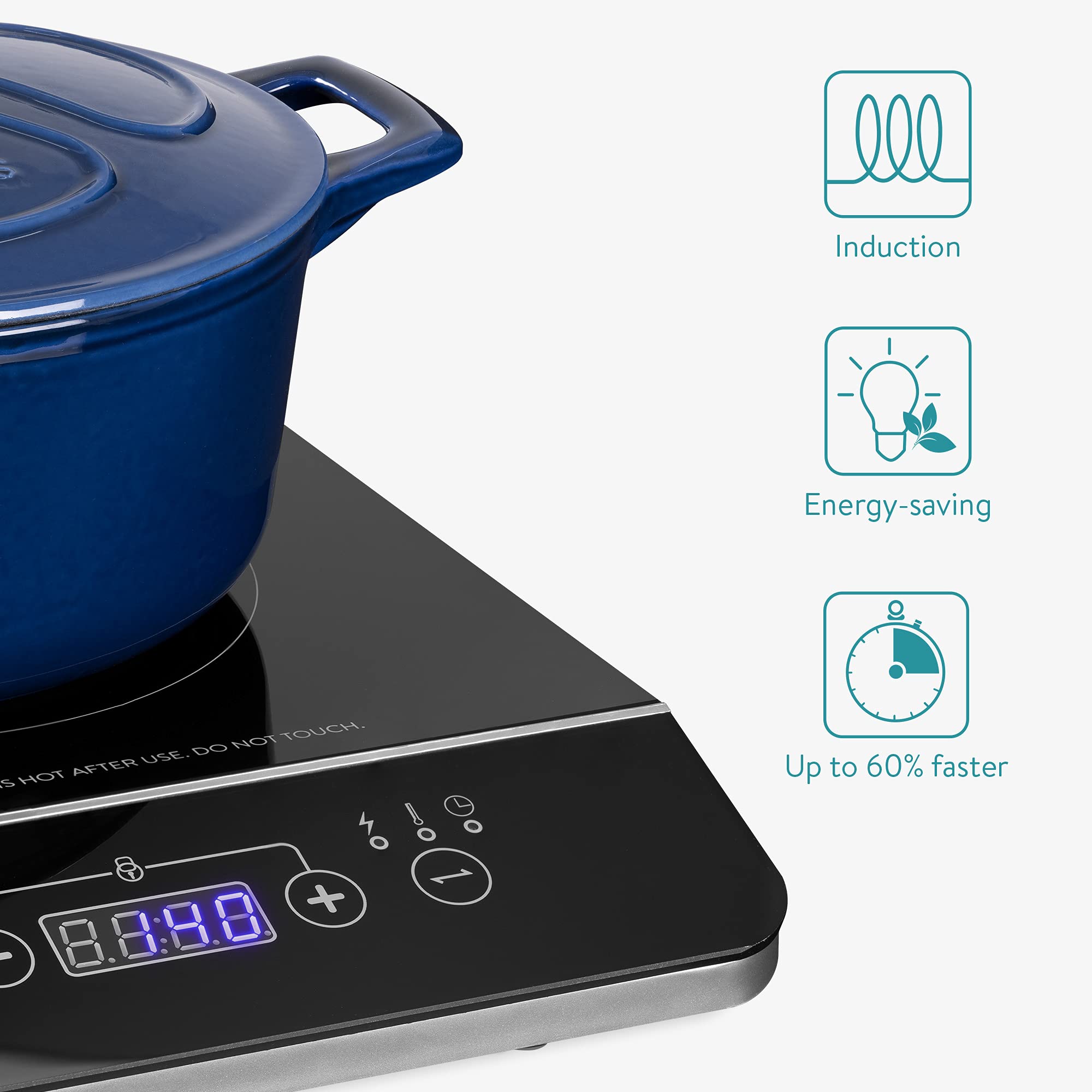 Navaris Double Induction Cooktop - Portable Dual Countertop Electric Stove Burner Cook-Top Hot Plate with 2 Hobs for Cooking - 24 x 14 x 3 Inches