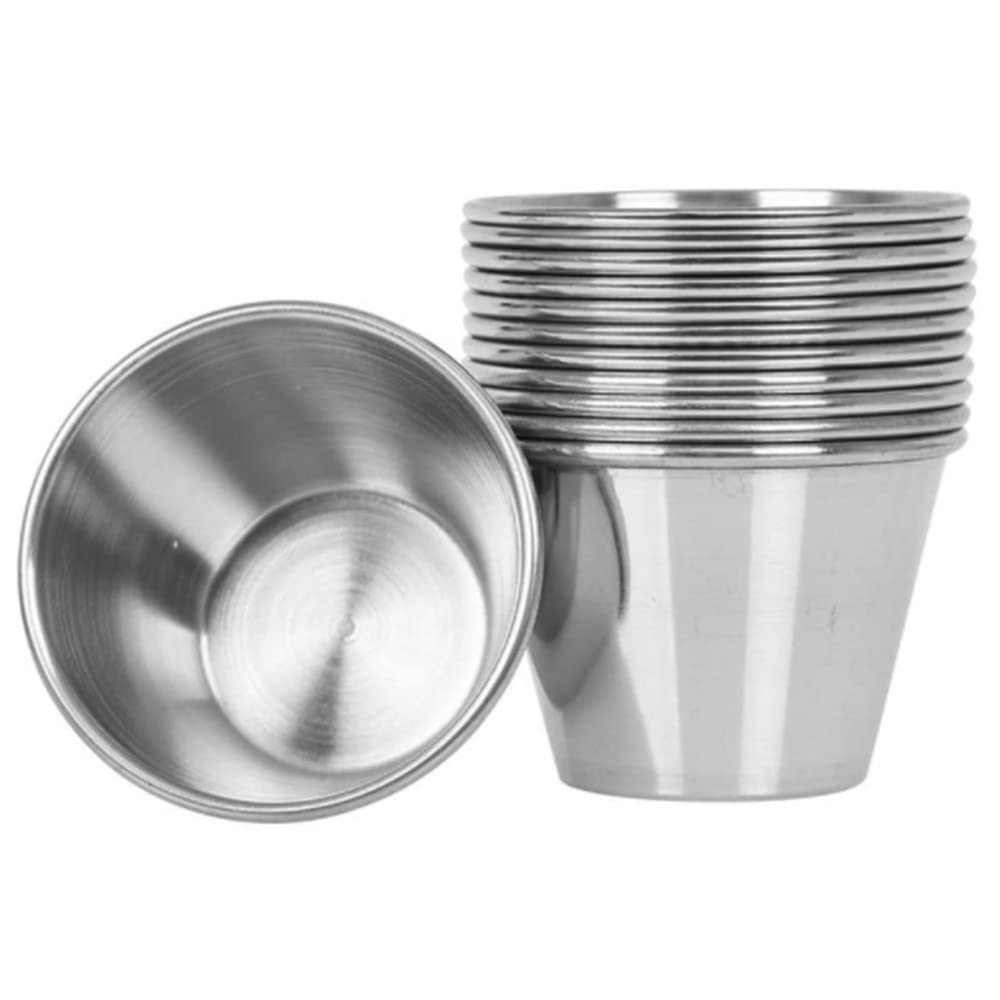 Raitron 4pcs Stainless Steel Sauce Cup Condiment Ketchup Dipping Bowl Seasoning Dish Appetizer Plates Container Kitchen Tools