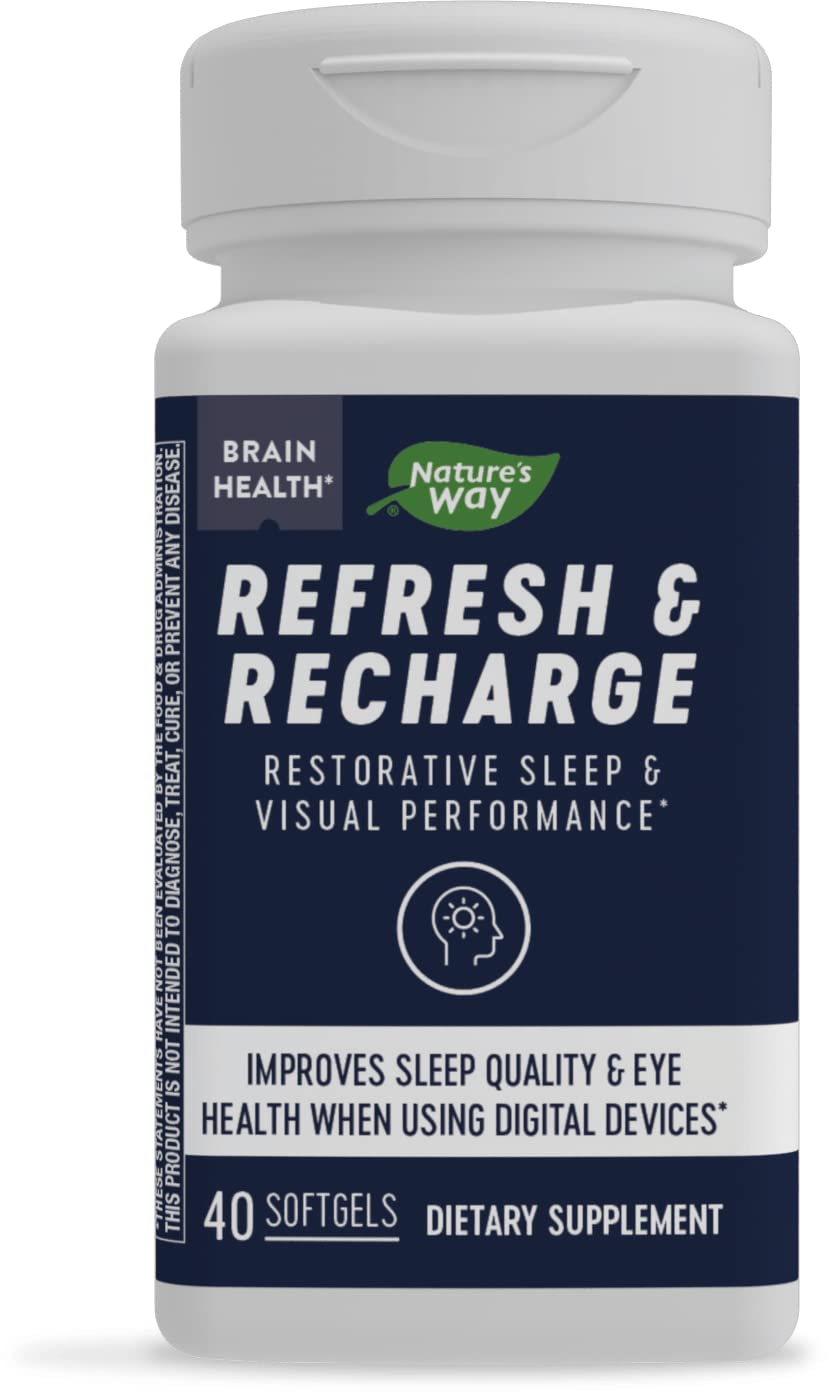 Nature's Way Refresh & Recharge Nootropic, Supports Brain Health*, Improves Sleep Quality*, with Lutemax 2020, 40 Softgels
