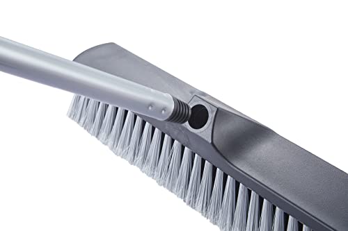 Push Broom Heavy-Duty Indoor Outdoor Floor Cleans Brush Bristles Adjustable Steel Handle Pole 55β Wide 16β Lightweight Scrub Sidewalk Driveway Yard Patio Garage Concrete Wood Stone Tile Wall