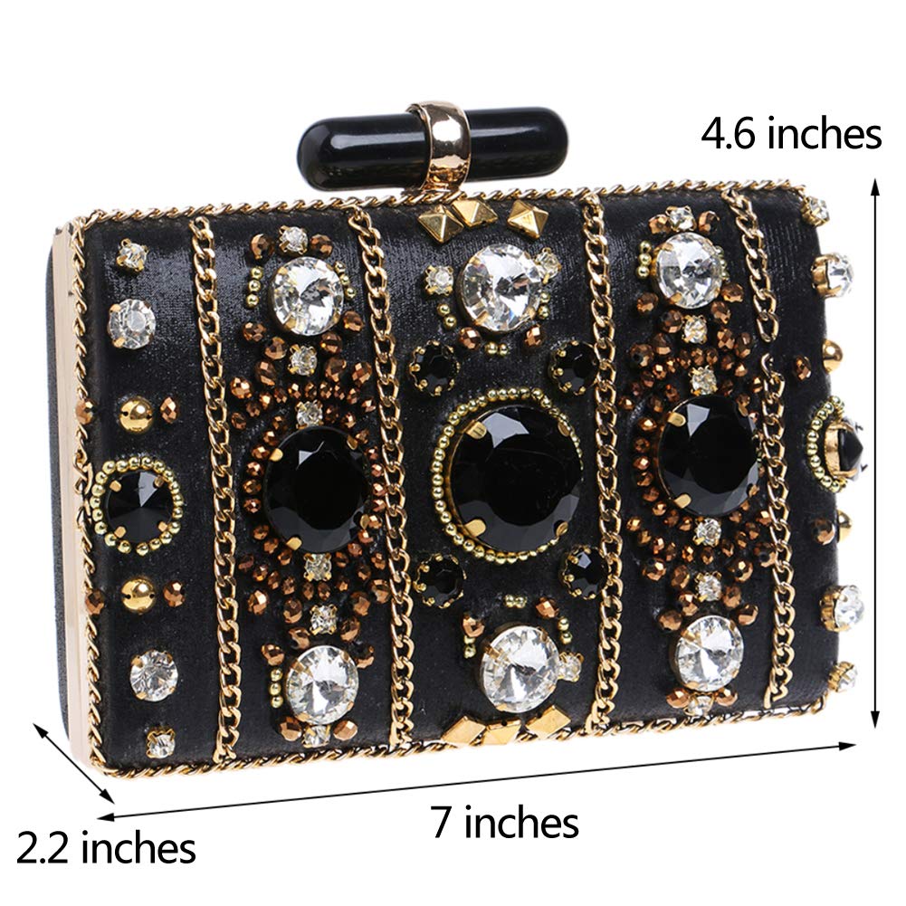 momo mo Women Shoulder Evening Bag Clutches Purse Chain Key Dress Handbag Lipstick Bridal Black