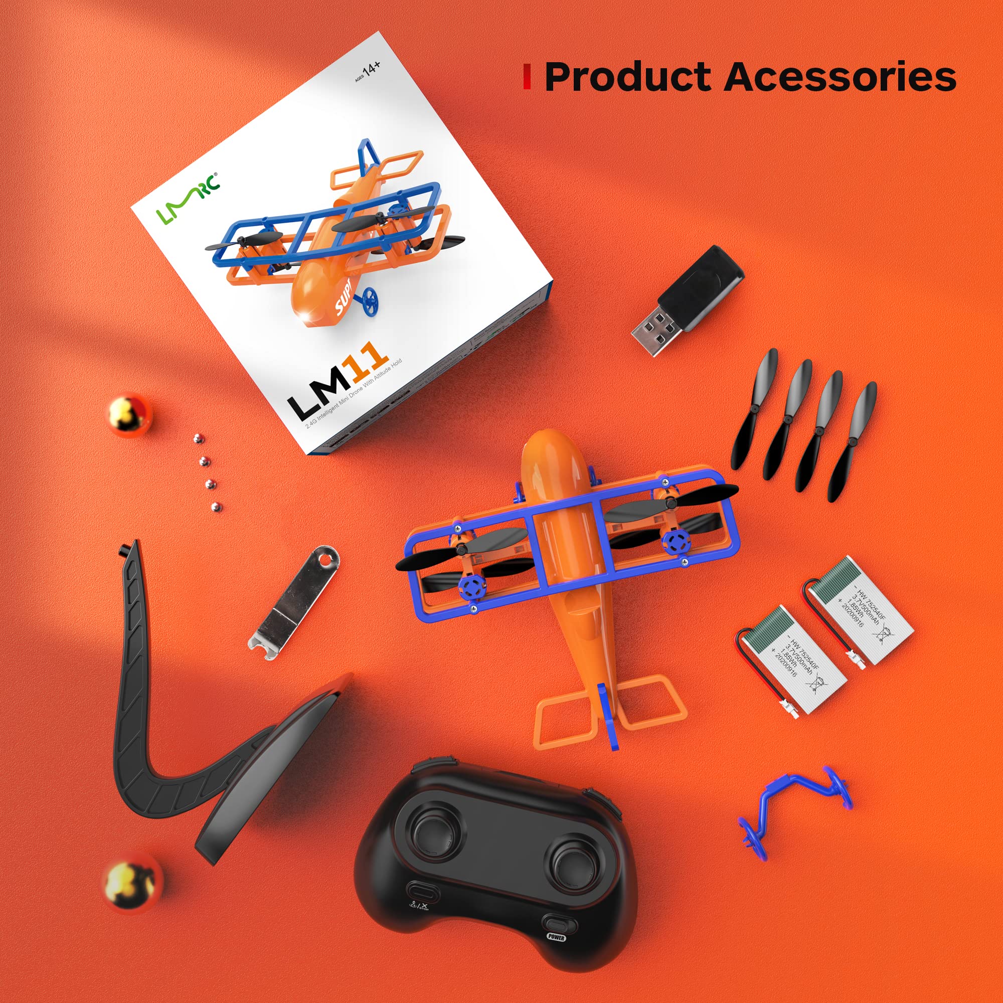 LMRC Upgraded LM11 Mini Drone Easy to Fly Drone for Kids and Beginners, Indoor Outdoor RC Helicopter Quadcopter with Auto Hovering, Headless Mode, Remote Control and 2 Batteries for Boys Girls