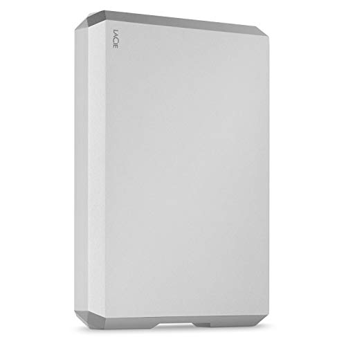 LaCie Mobile Drive, 2 TB , External Hard Drive HDD – Moon Silver, USB-C USB 3.0, With Rescue Services (STHG2000400)