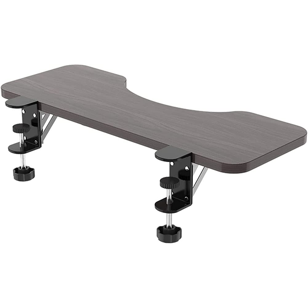 KORELI Desk Extender Wooden Desktop Keyboard Tray Ergonomics Clamp Style Keyboard Bracket Armrest Shelf Stand Slide Computer Elbow Arm Support/Walnut/64Cmx24Cm